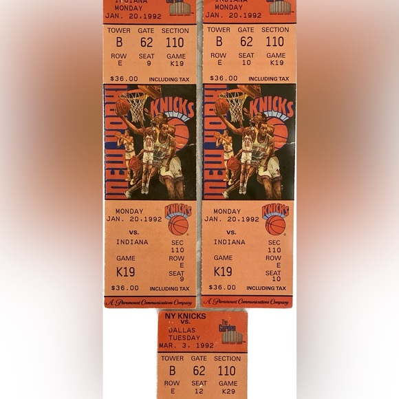 Other | Nba Ny Knicks Lot Of 3 Stubs 1292 2 Full Unused Stubs 3392 1 ...